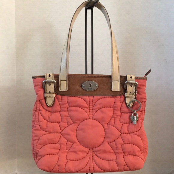 Fossil Key-Per | Bags | Fossil Keyper Salmon Colored Fabric Quilted ...